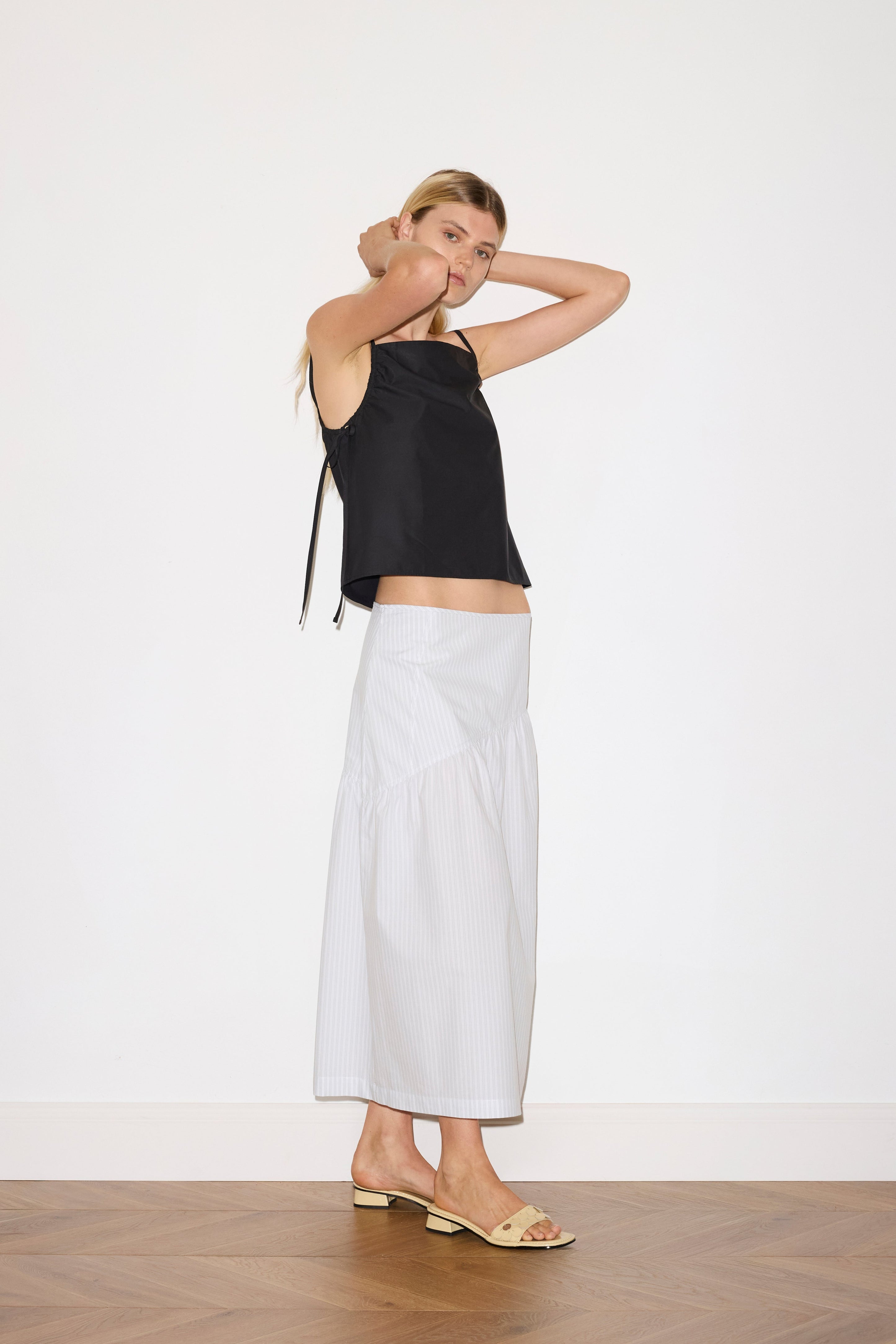Angle Skirt - Sage Stripe