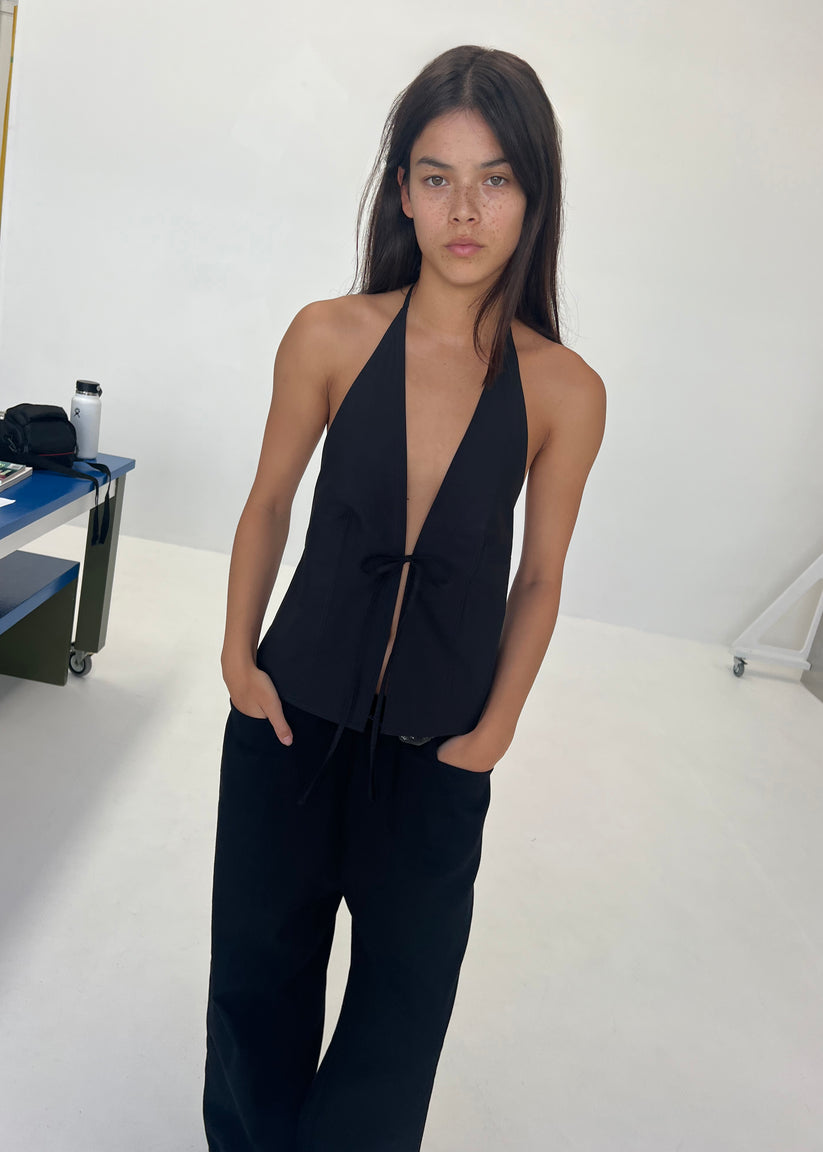 Open Halter Top - Black